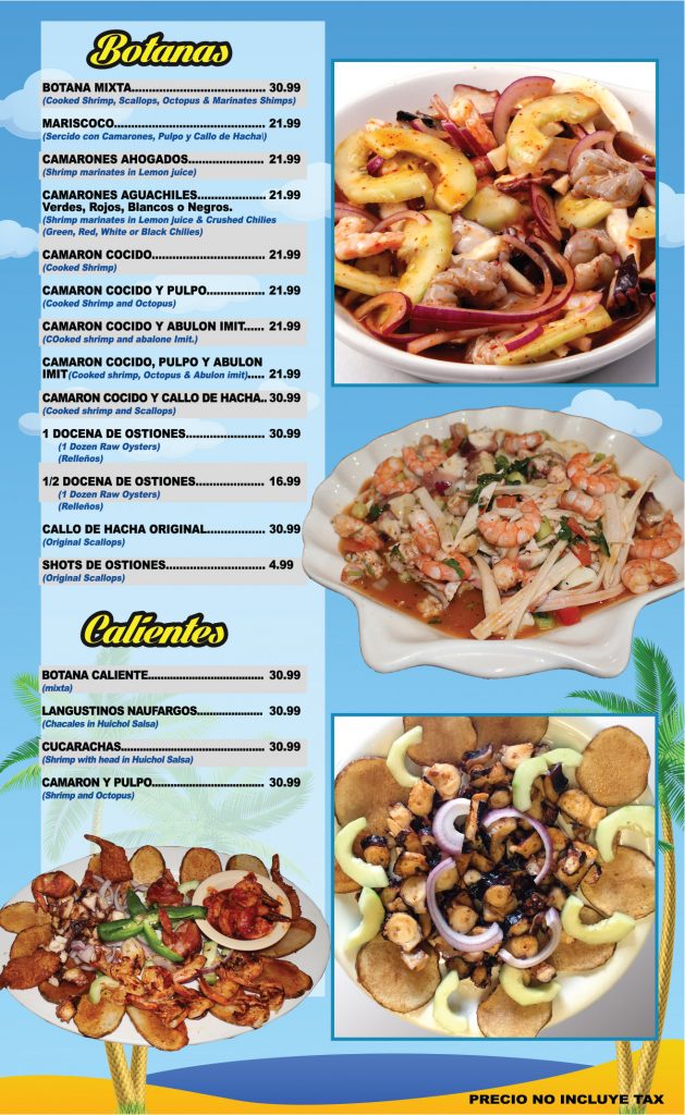 Paramount Menu – Sol y Mar Restaurant