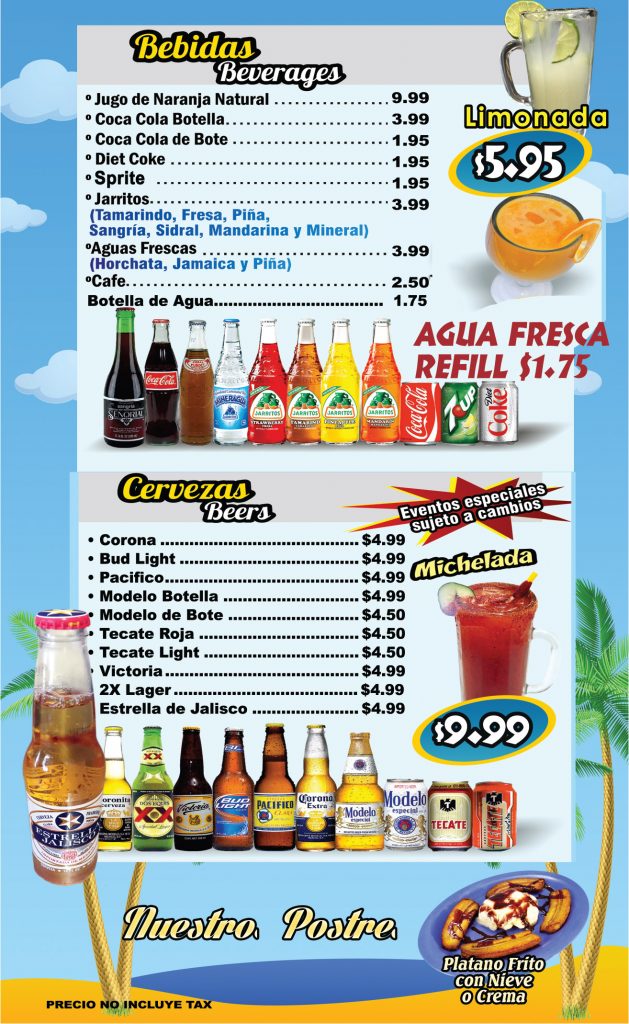 Lynwood Menu – Sol y Mar Restaurant